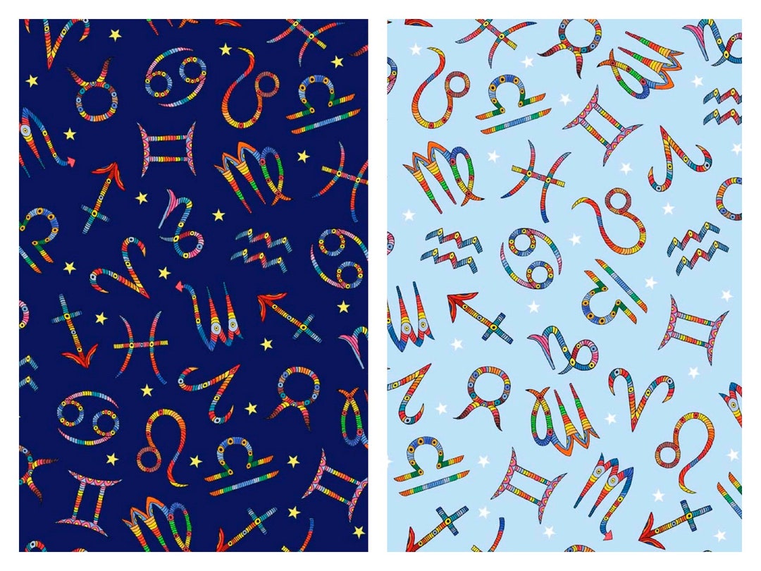 Zodiac Signs Cotton Fabric, Zodiac Dreams Heidi Vilkman QT Fabrics ...