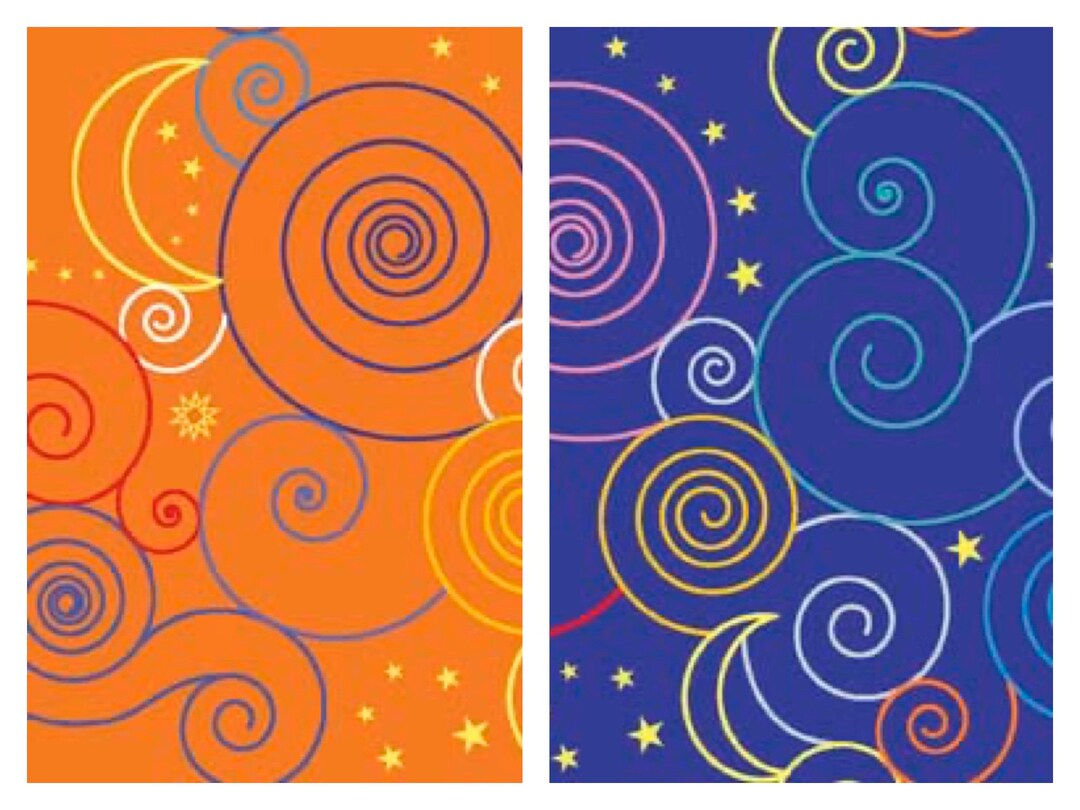 Moon Scroll Cotton Fabric, Zodiac Dreams Heidi Vilkman QT Fabrics 29865 ...