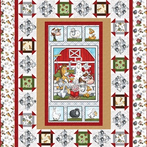 Farm Animals Allover Tossed Quilt Cotton Fabric Farmyard Tails Studio E ...