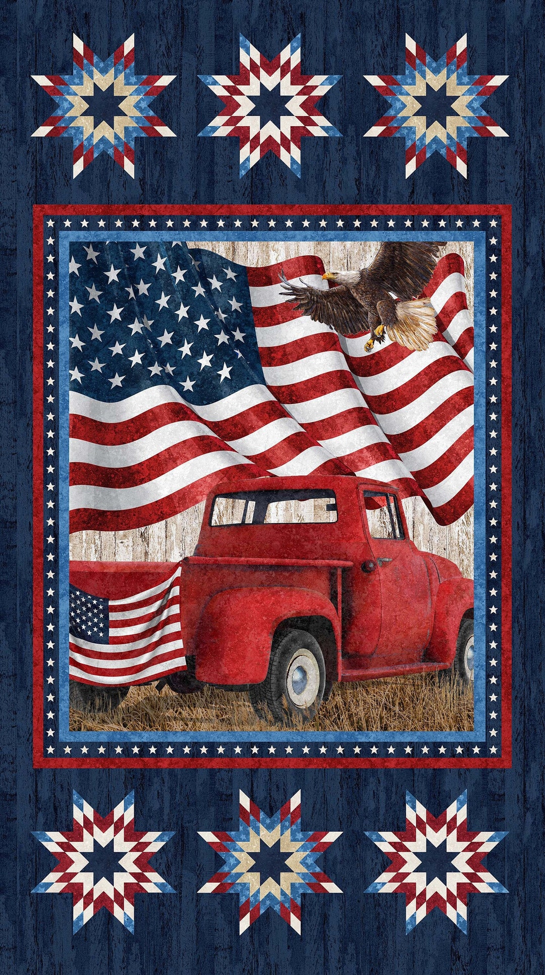 Red Truck Flag Panel Cotton Fabric Stars & Stripes 11 DP2533549 ...