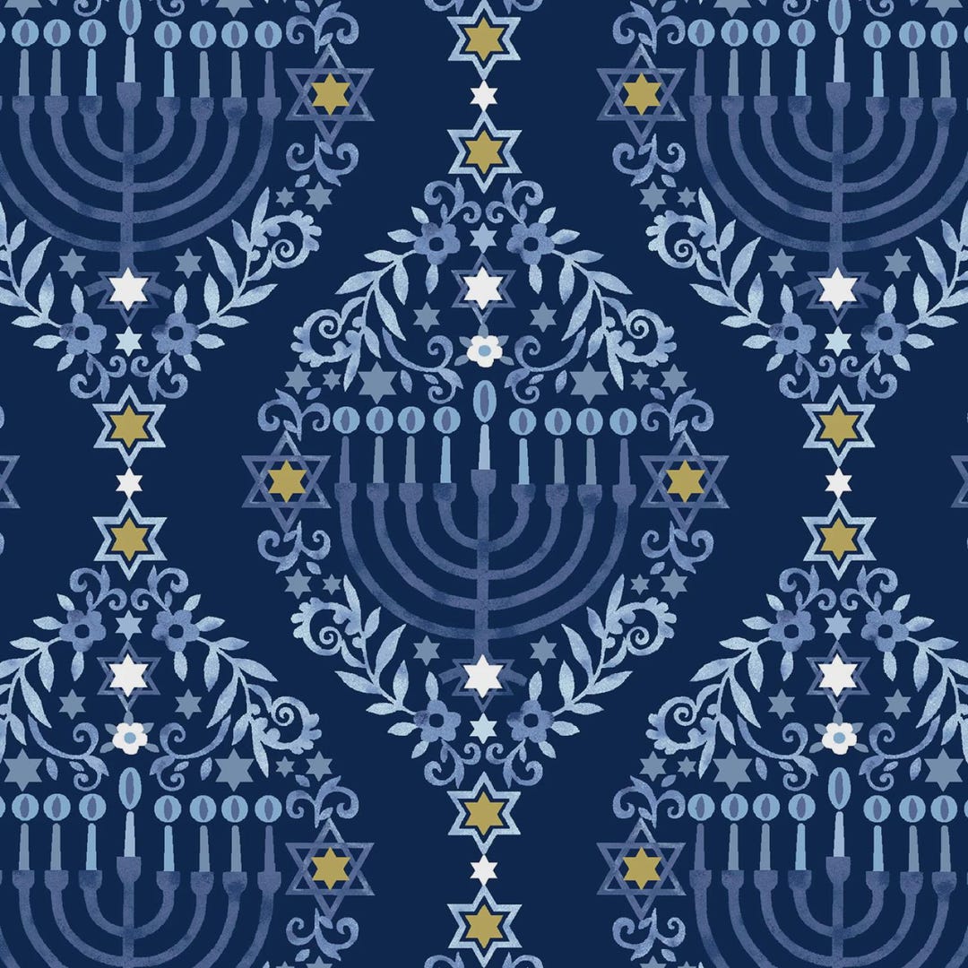 Menorahs All-over Cotton Fabric, 8290-07 the Gift of Light, Victoria ...
