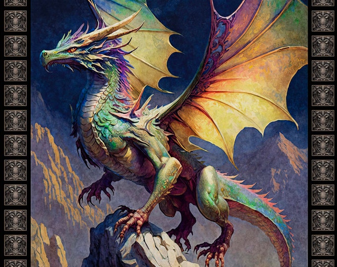 Dragon Panel Cotton Fabric, Dragon Fyre Dan Morris QT Fabrics 30134-N ...