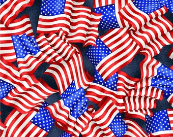 Eagles in Flight Cotton Fabric, R.W.B Too 59-6761 Oasis Patriotic USA ...