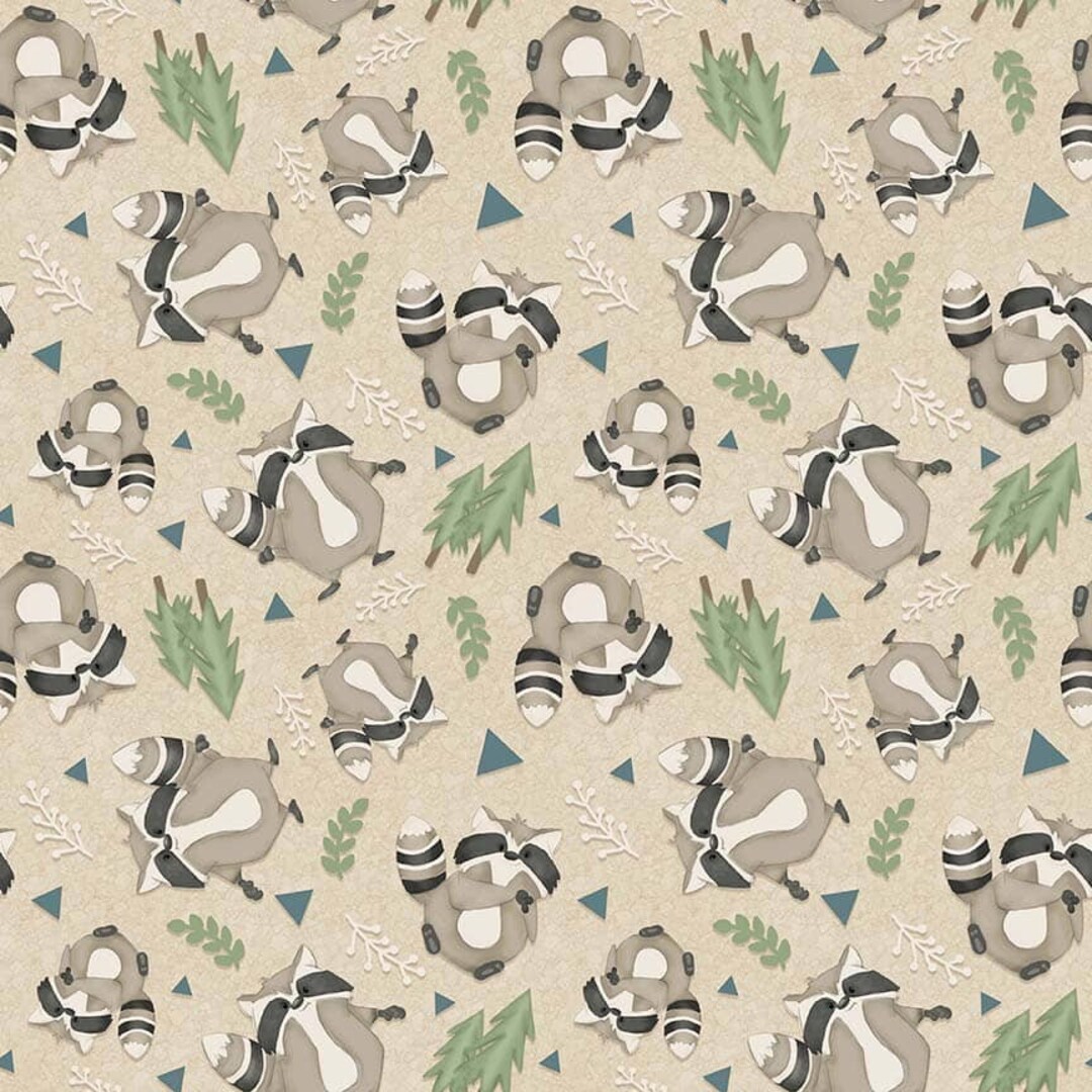 Tossed Raccoons Cotton Fabric Dream Big Little One Henry Glass Nursery ...