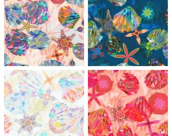 Ocean Floor Cotton Fabric Blue Escape Coastal C14511 Riley Blake BTY FQ ...