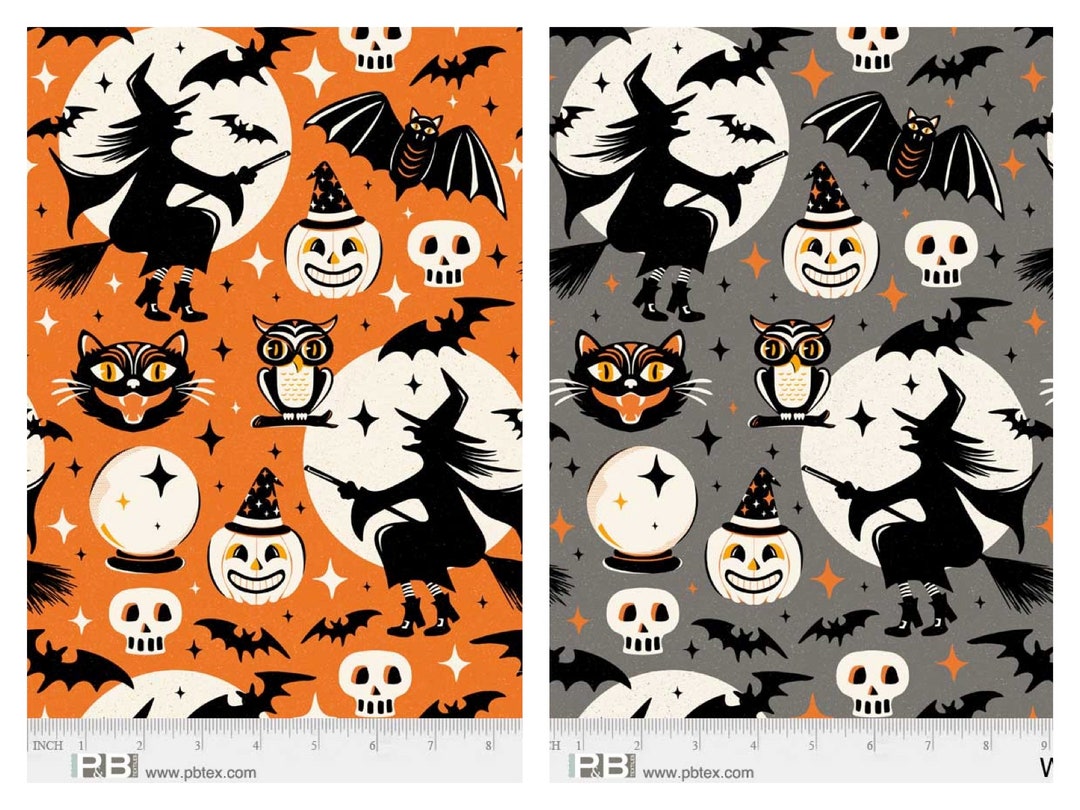 Witchy Wonders Halloween Cotton Fabric, Witching Hour 5394 Pbtextiles ...