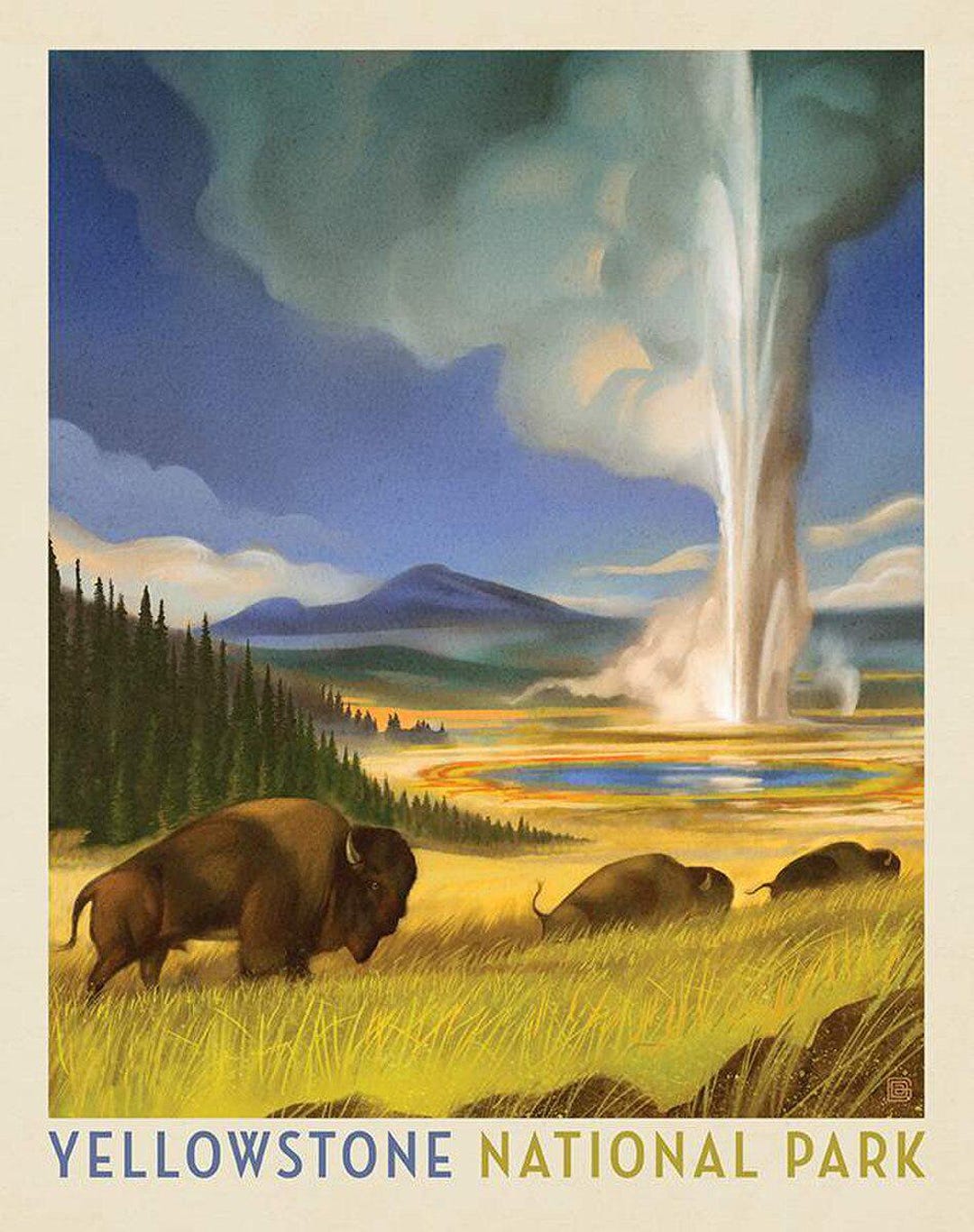 Yellowstone Panel Cotton Fabric, P16136 National Parks, Riley Blake ...