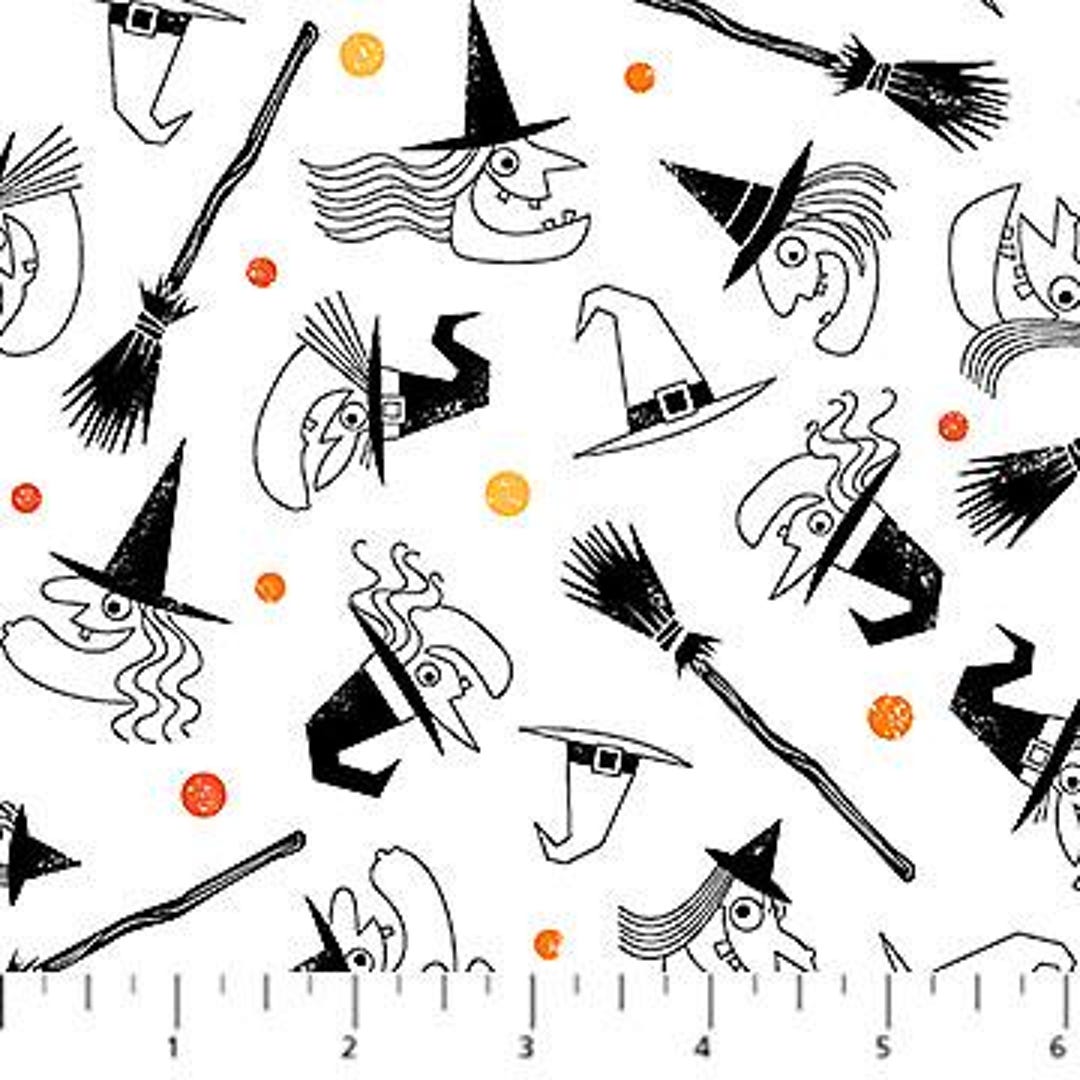 Comical Coven Cotton Fabric, Hip Hip Halloween 10584-10 Patrick Lose FQ ...