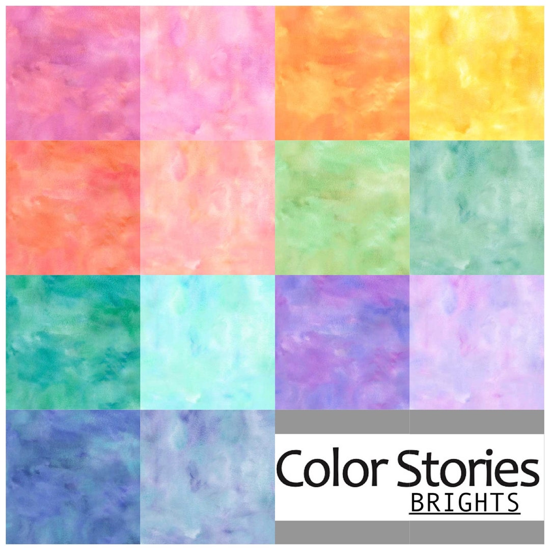 Bright Color Stories Cotton Fabric, CSTO5226 Watercolor Mottled Pastel ...