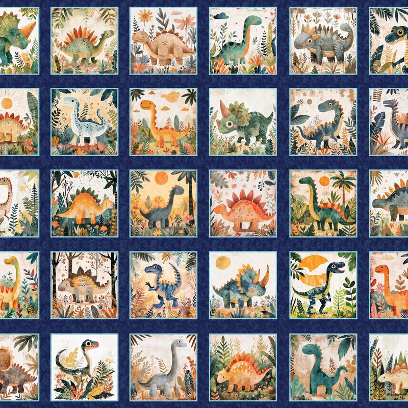 Dinosaur Quilt Panel - Etsy