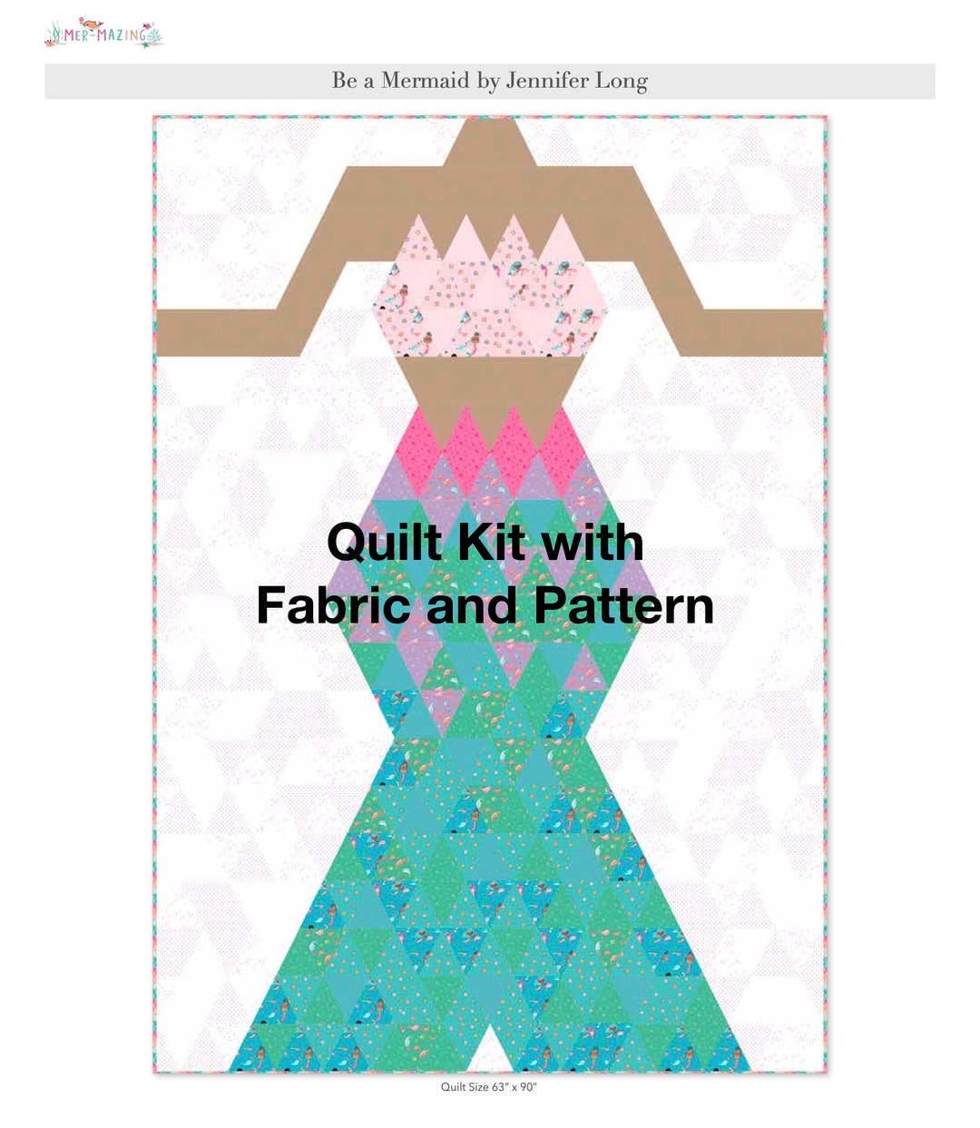 Be a Mermaid Quilt Kit With Fabric and Pattern for Quilt Top and ...