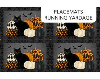 Black Cat Witches Spells Panel Halloween Cotton Fabric 5359PA PB ...