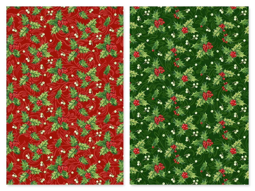 Holly Cotton Fabric, Yuletide Traditions Deborah Edwards Northcott ...