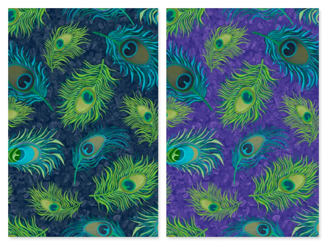 Peacock Feather Toss Cotton Fabric, Peacock Blossoms David Galchutt QT ...
