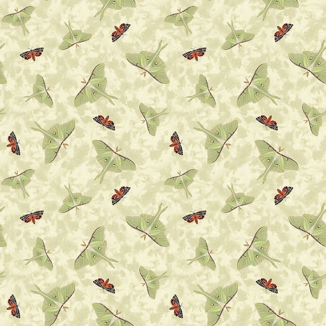 Moths Cotton Fabric 2897-41 Midnight Rendezvous Blank FQ Fat Quarter ...