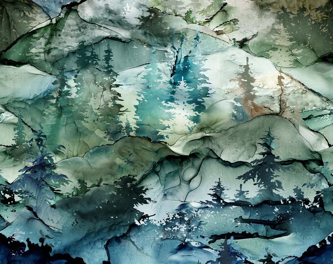 108 Wide Forest Ombre Cotton Fabric Northern Peaks B25166-46 Deborah ...