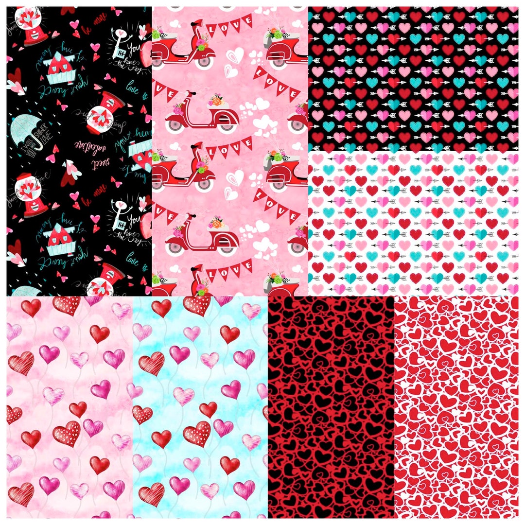Sweet Valentine Cotton Fabric, Kate Ward Thacker QT Fabrics, Valentine ...