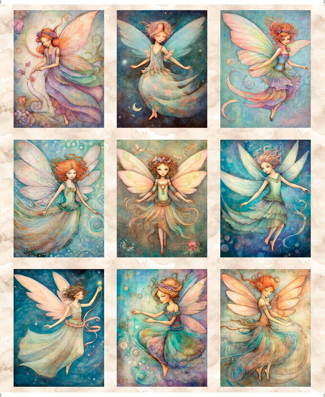 Fairy Picture Patches Panel Cotton Fabric, 30759x Enchanted, Morris ...