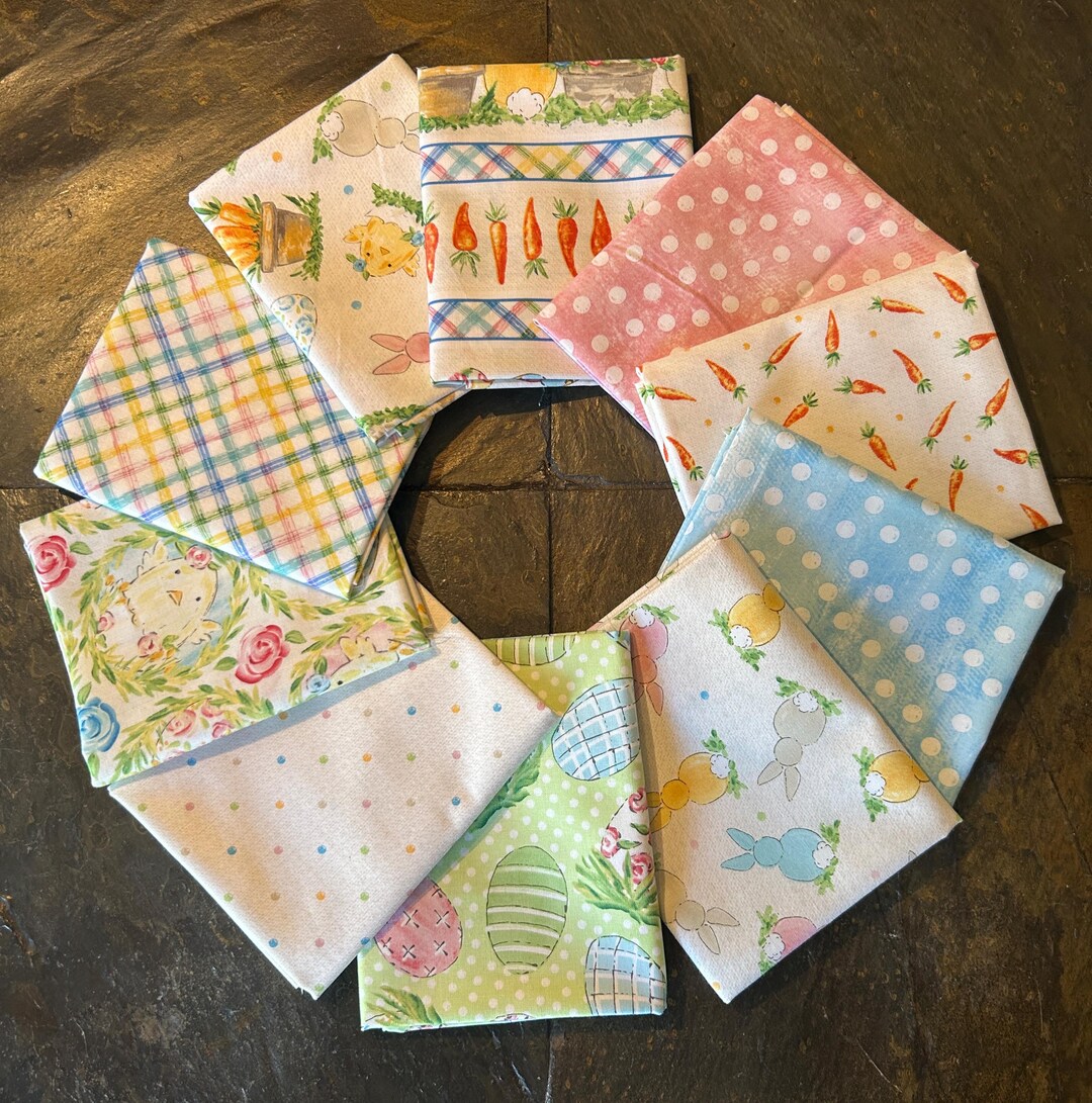 10 Pc Peek a Boo Bunnies Fat Quarter Bundle With Optional Panels, Henry ...