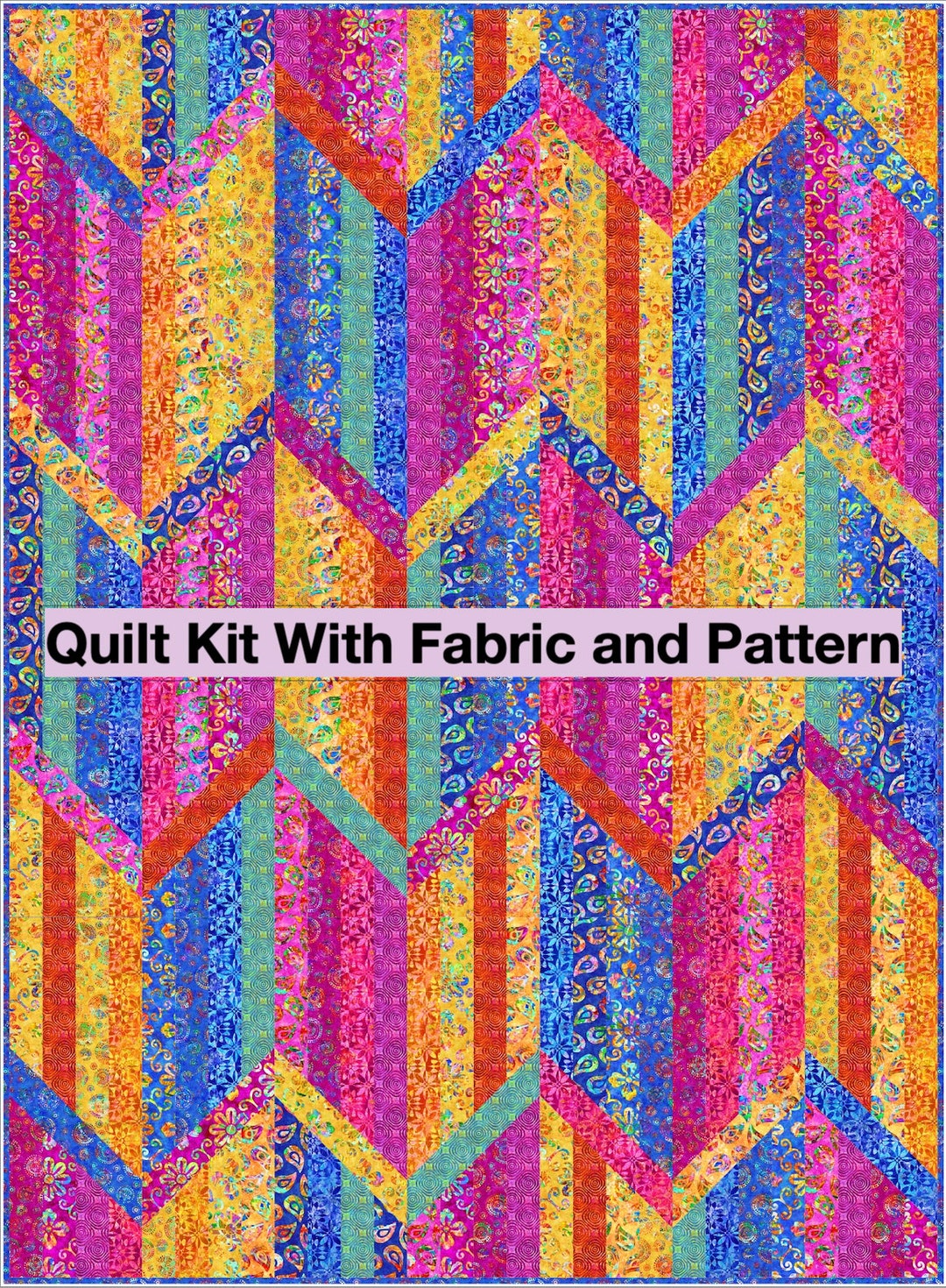 Triple Sidestep Quilt Kit With Fabric and Pattern for 56x77 Quilt Top ...