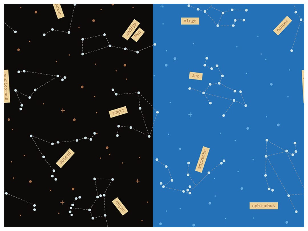 Constellations Cotton Fabric, Outer Space NASA C15483 Riley Blake, FQ ...