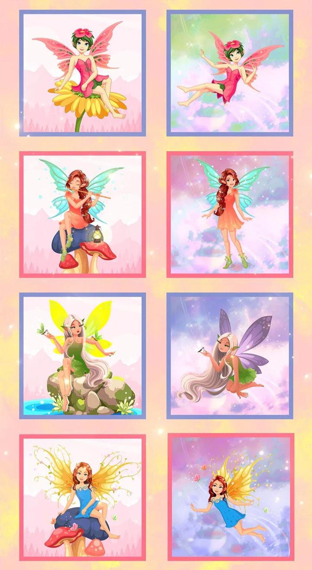 Fairy Block Panel Cotton Fabric, 2094A Milvale Design KK Fabrics ...