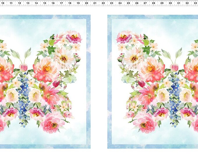 Floral Butterfly Panel Cotton Fabric, Victoria, 3VIC1, in the Beginning ...