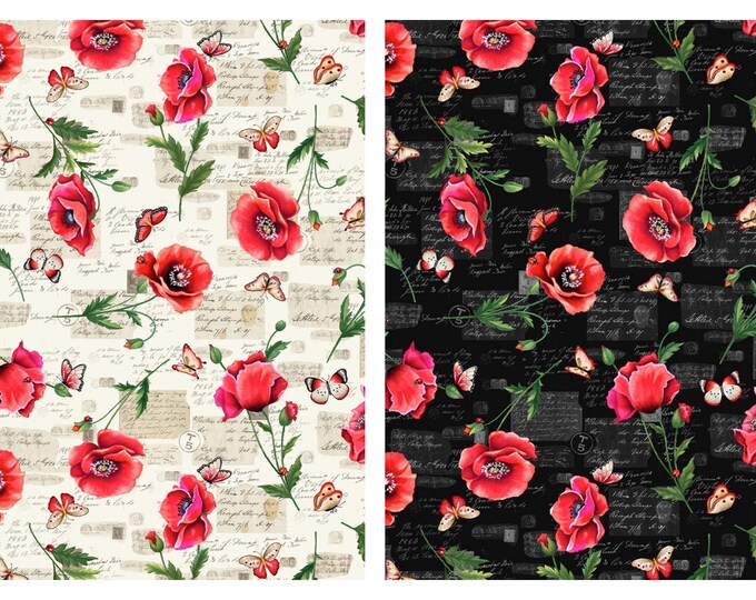 Scarlet Poppies Cotton Fabric What's Poppin Michael Miller DCX10820 ...
