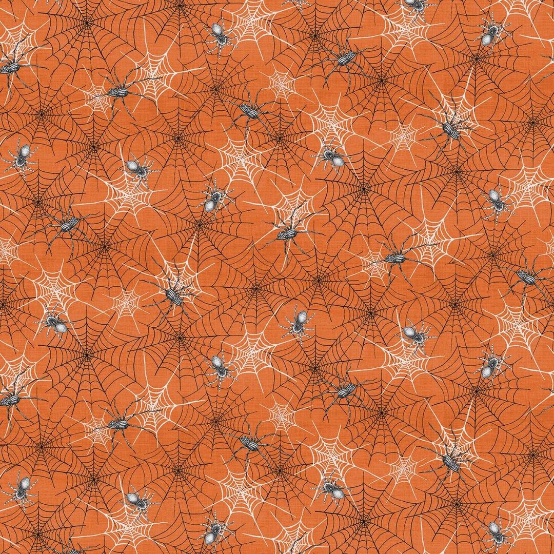 Spiderweb & Spiders Allover Halloween Cotton Fabric, Fear Factory 8340 ...