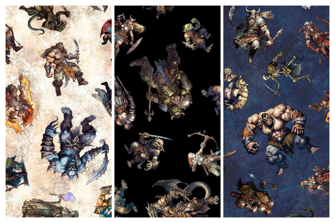 Character Toss Cotton Fabric 30240 Wizards & Warriors, Morris Group QT ...
