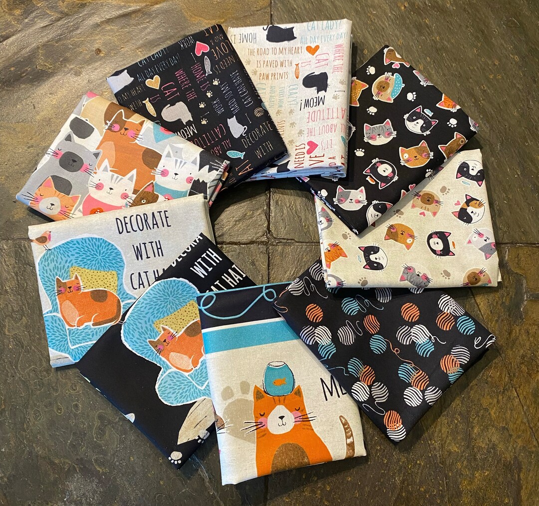 9 Piece Purrfect Partners Fat Quarter Bundle Anne Rowan Wilmington FQ ...