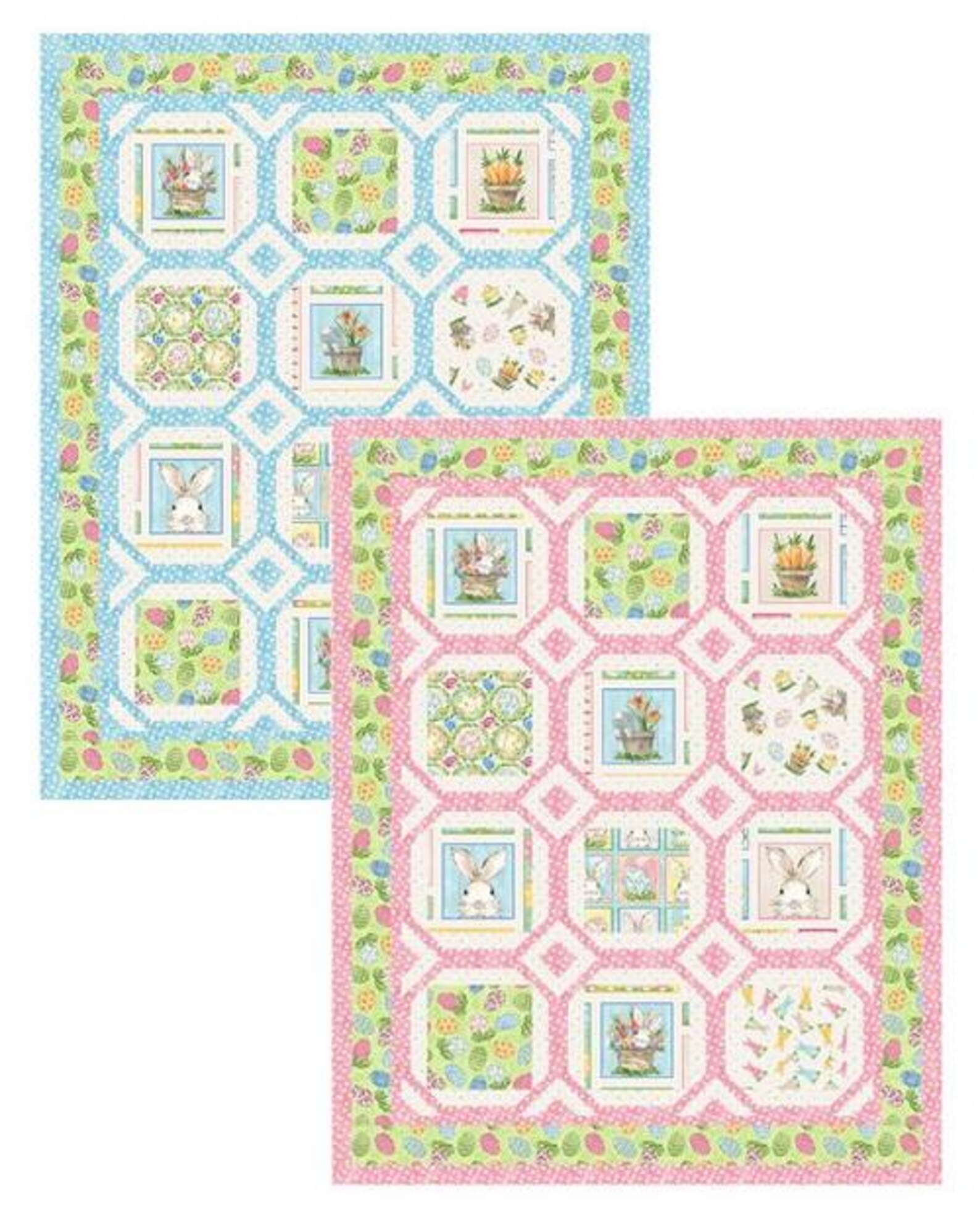 Continuous Blocks Panel Cotton Fabric, Peek a Boo Bunnies 1567-11 ...
