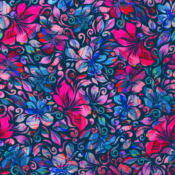 Blue Small Packed Floral Cotton Fabric From Floral Fascination - Etsy