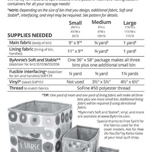 Contain Yourself Pattern by Annie Portfolio Multi Size Fabric Bin ...