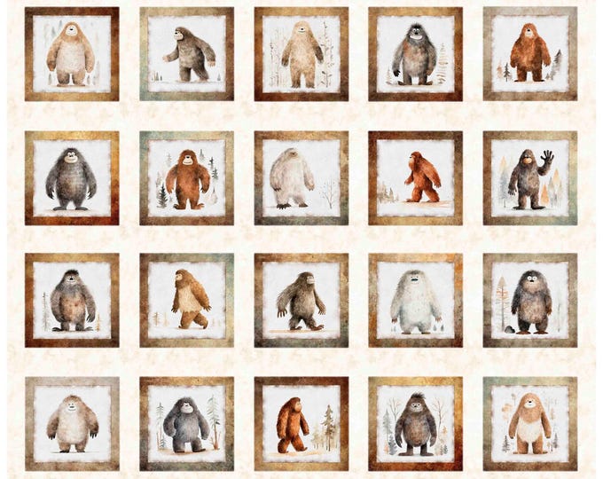 Bigfoot Picture Patches Panel Cotton Fabric, 30991 Morris QT Fabric ...