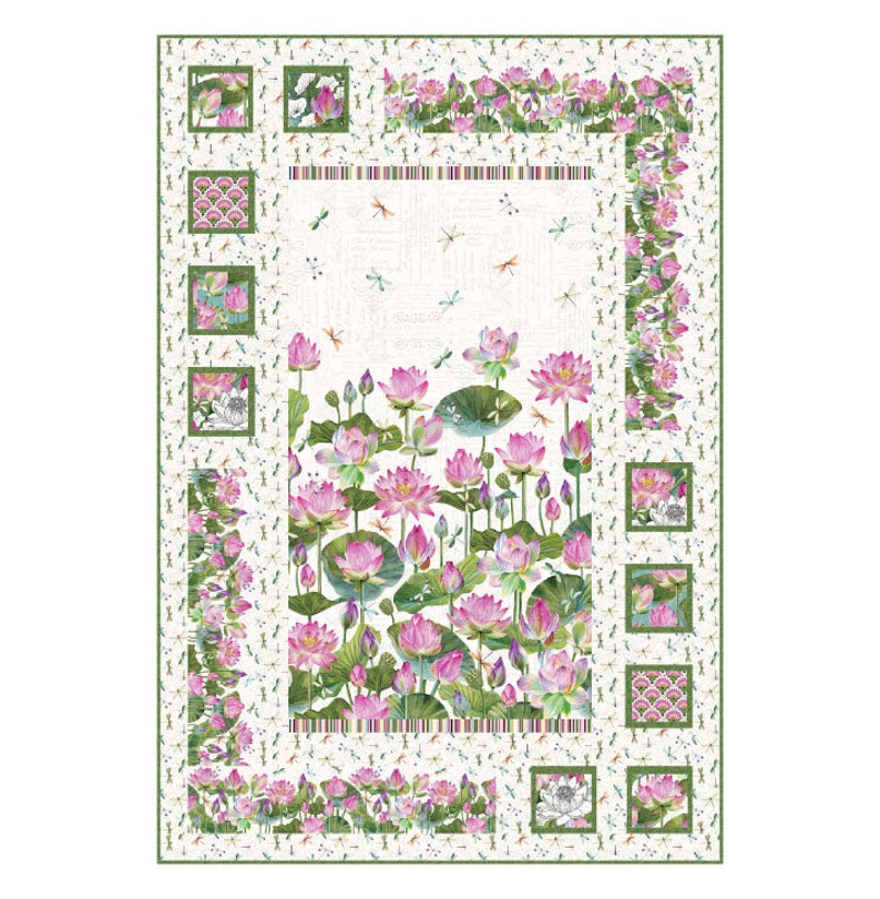 Lily Pad Toile Cotton Fabric, Water Lilies Northcott DP25064-64 ...