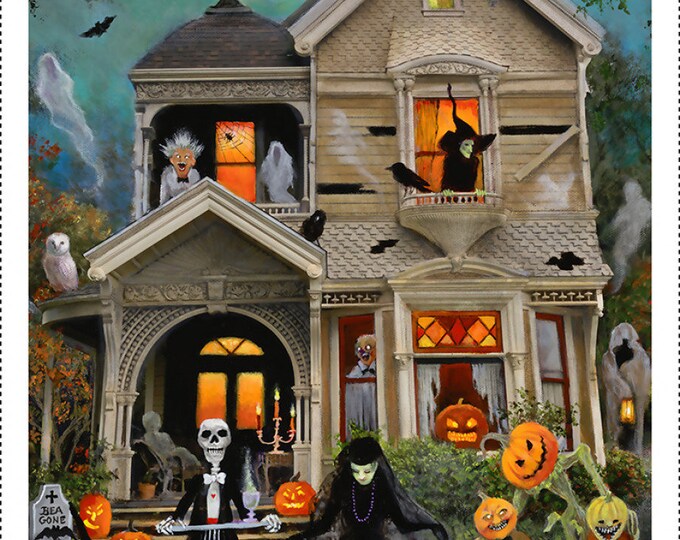 An Eerie Welcome Panel Halloween Cotton Fabric 22295, 3 Wishes, Susan ...