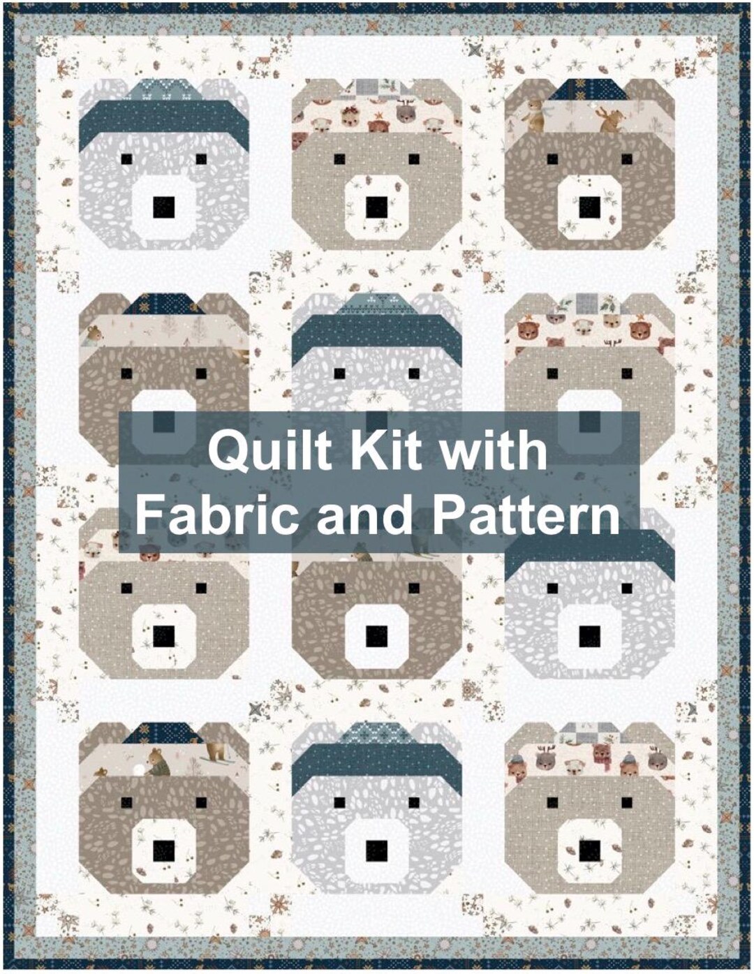 Baby Bear Quilt Kit With Fabric and Pattern for Quilt Top and Binding ...