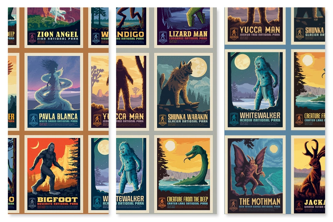 Legends Postcard Posters Cotton Fabric CD13281 Legends of the National Parks Riley Blake ...