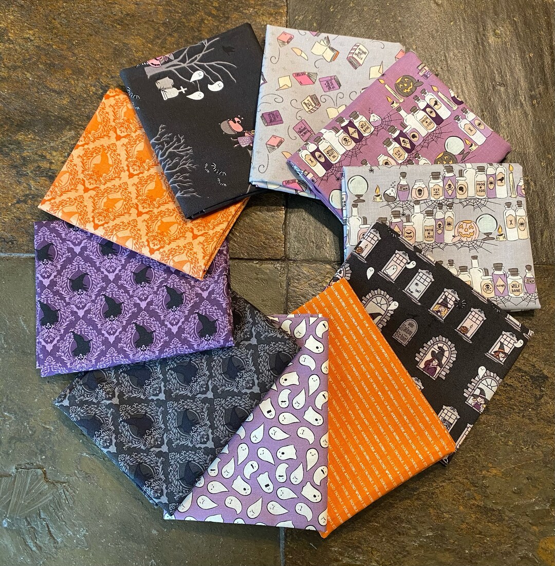 Spooky Schoolhouse 10 Piece Mini Fat Quarter Bundle, Riley Blake Cute ...