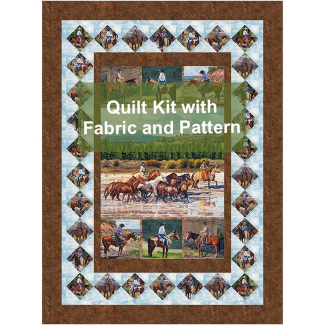 Horse Roundup Quilt Kit With Fabric and Pattern for Quilt Top & Binding ...