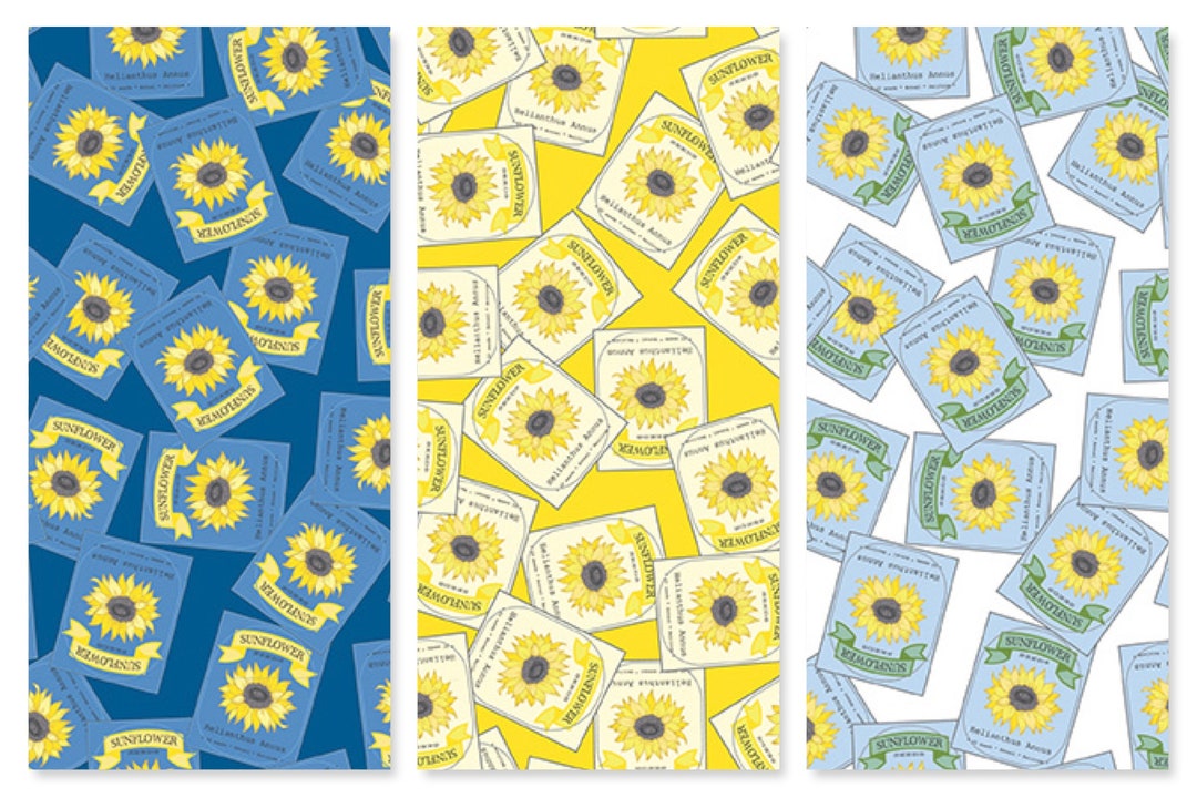 Seed Packets Cotton Fabric, Sunny Skies C14634 Jill Finley Riley Blake ...