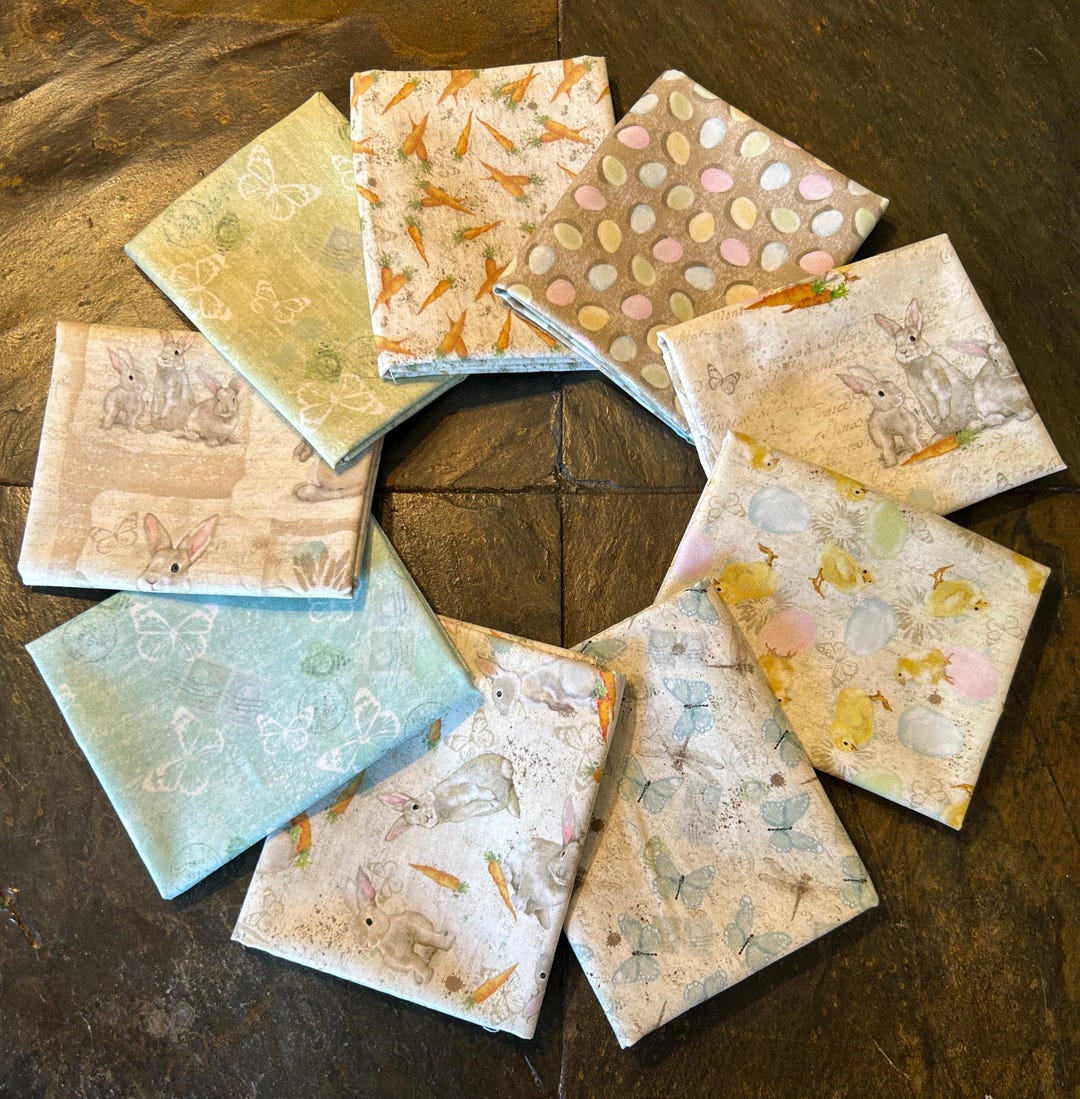 9 Pc Bella Bunnies Fat Quarter Bundle W/optional 36" Panel, Victoria ...