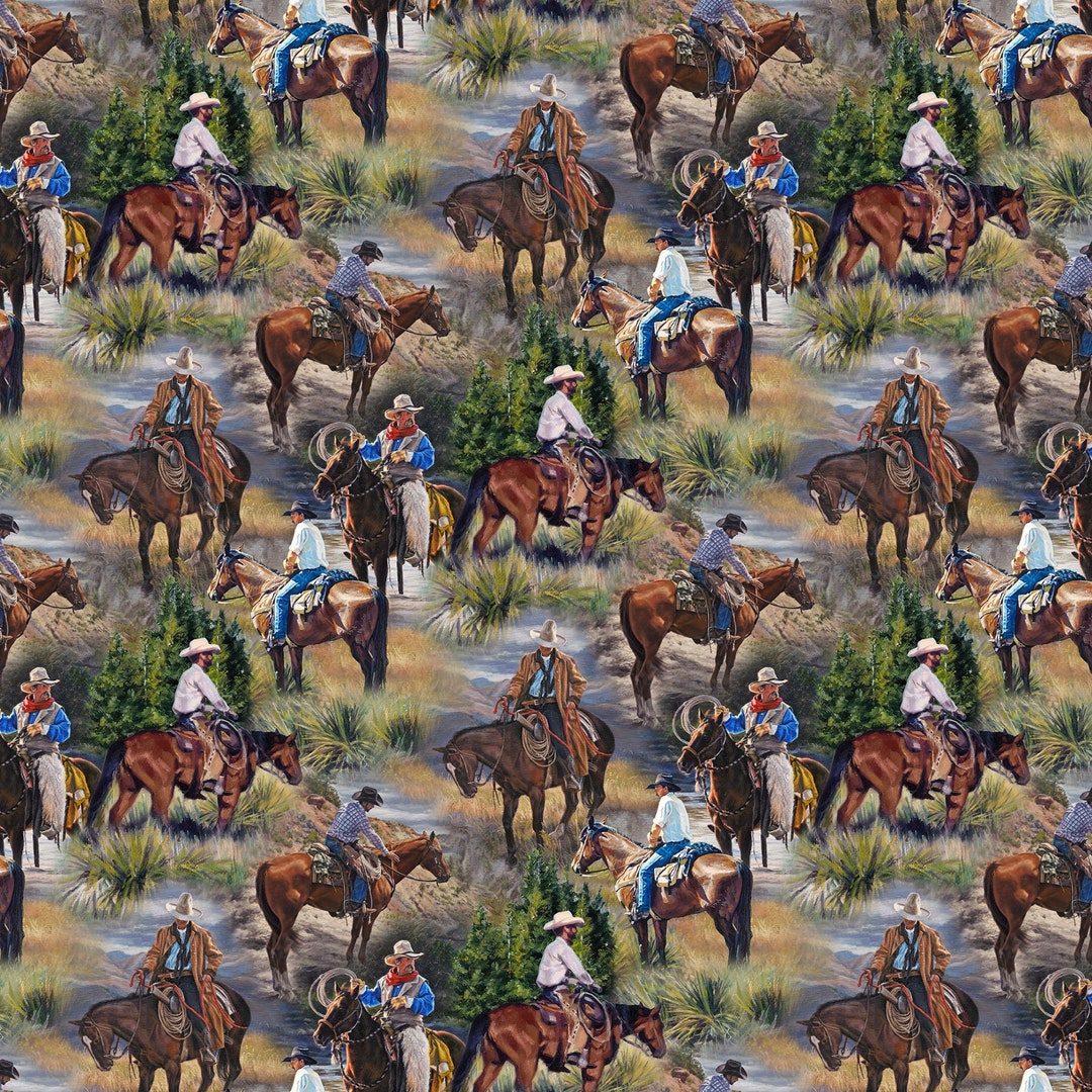 Cowboys Cotton Fabric, DP26977-74 Hidden Valley Northcott, David Graham ...