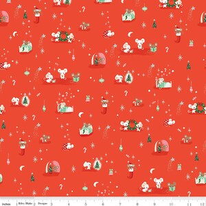 Red Not Even A Mouse Cotton Fabric, Silver Metallic Twas Riley Blake ...
