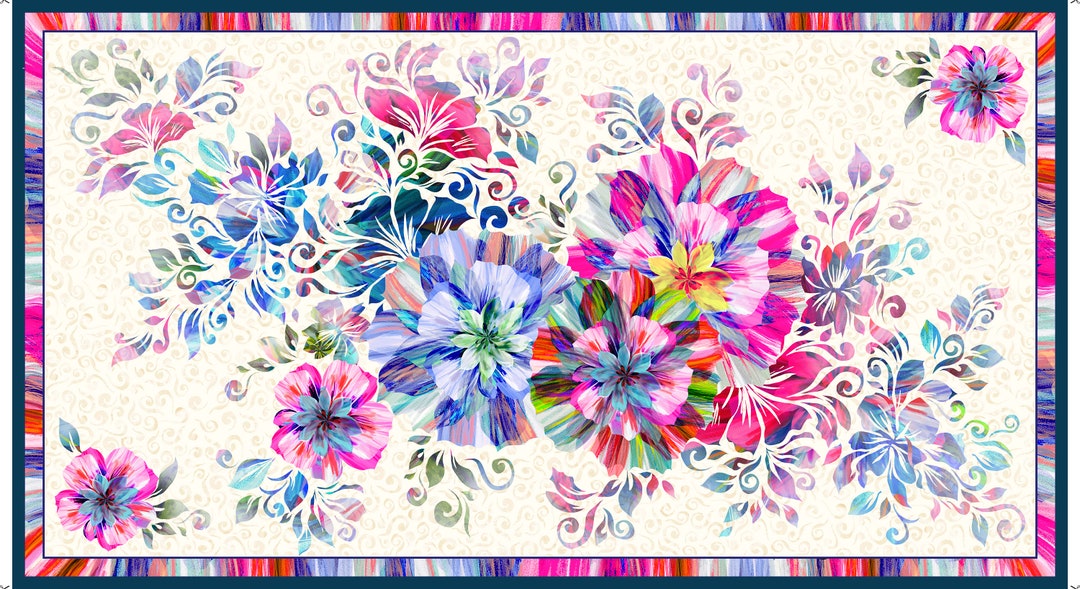 Floral Panel Cotton Fabric, Floral Fascination 28510-X, QT Fabrics ...