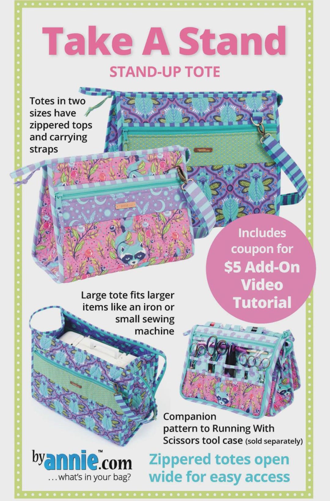 Take a Stand Stand up Tote Bag Pattern by Annie, PBA273, Tool Case ...