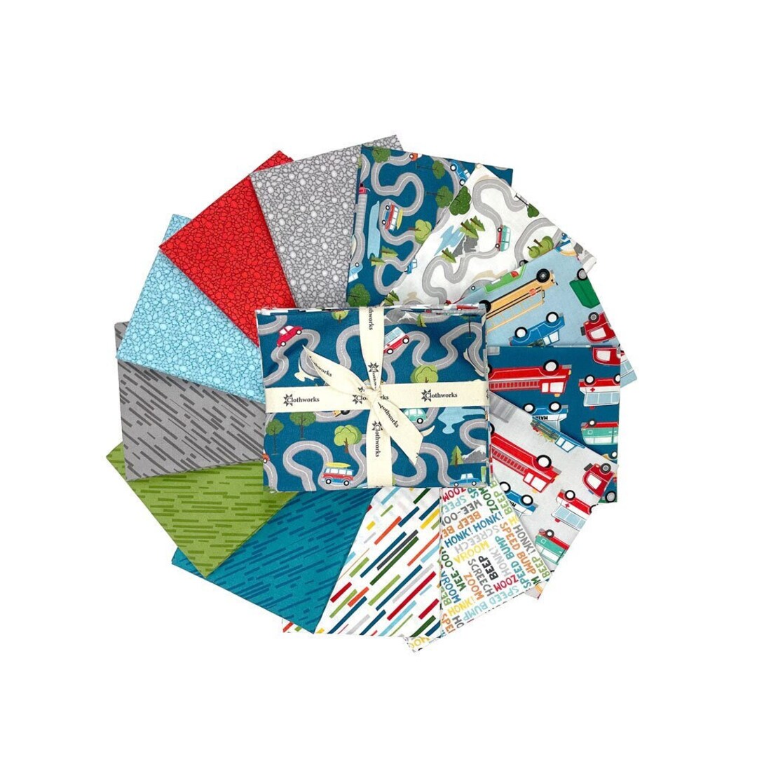 13 Piece Beep Beep Fat Quarter Bundle With Optional Play Panel Cotton Fabric Mike Zindell ...