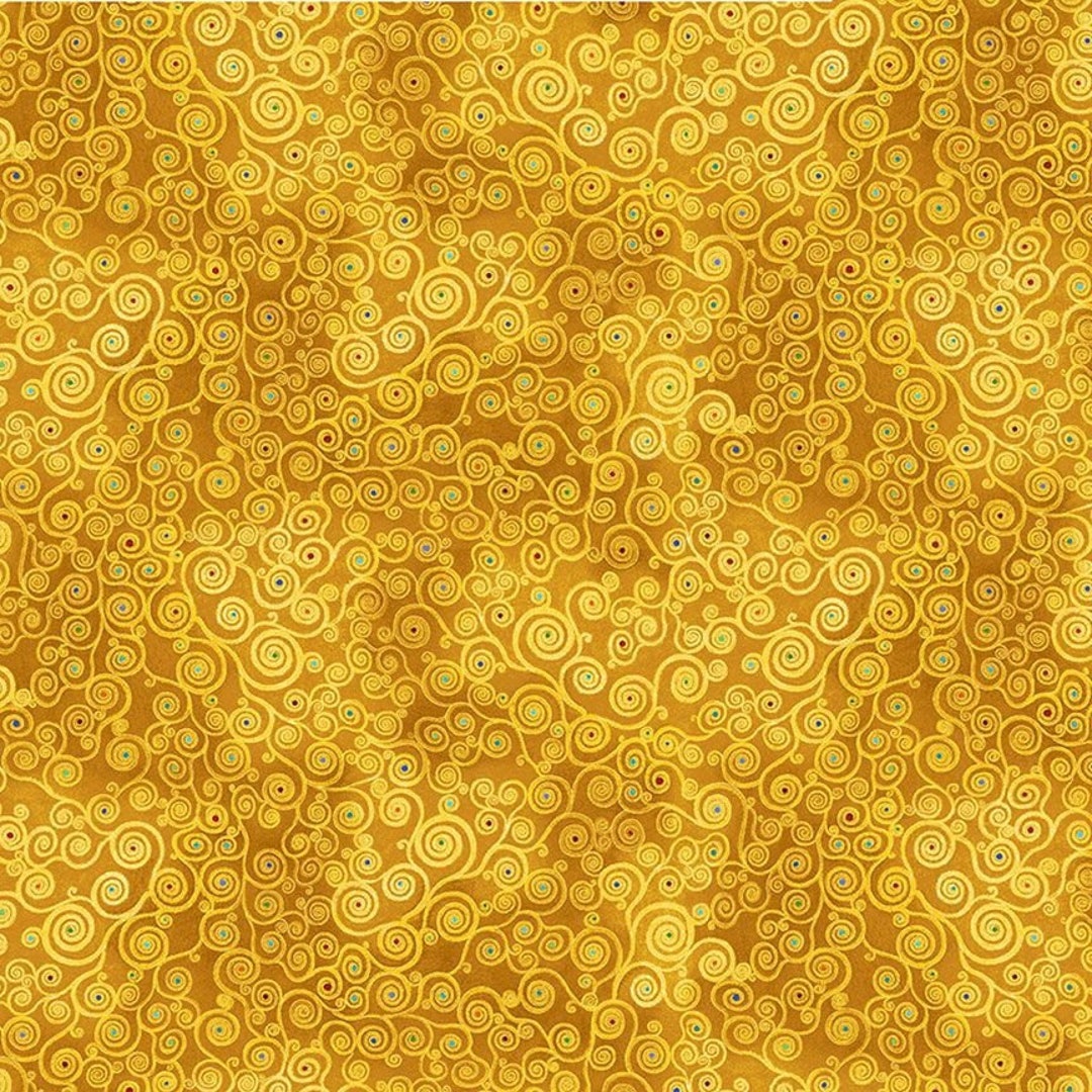 Metallic Golden Swirls Cotton Fabric, Cleo, CM1885 Timeless Treasures ...