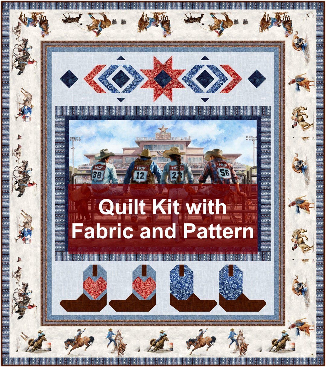 Good Ride Cowboy Quilt Kit With Fabric and Pattern for Quilt Top and ...